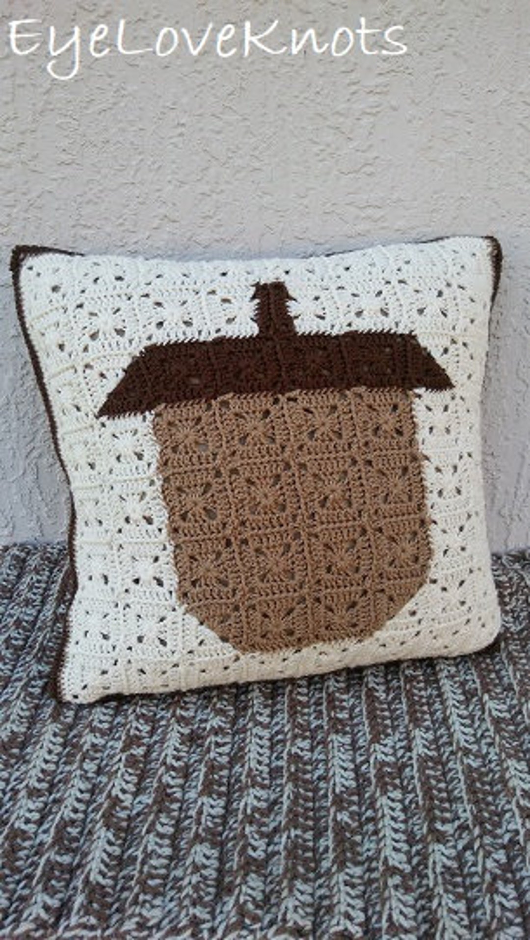 CROCHET PATTERN - Acorn Pixel Art Throw Pillow, Acorn Crochet Pattern ...