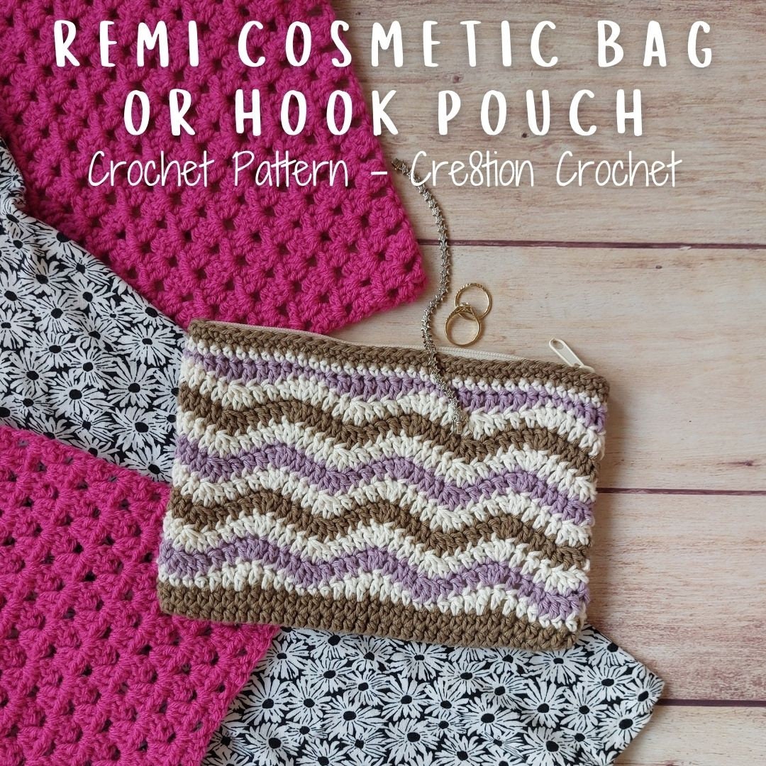 Ripple Stitch Cosmetic Bag Crochet Pattern, Ripple Stitch Crochet Hook ...