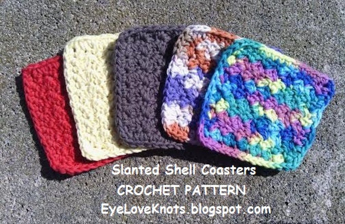 CROCHET PATTERN Slanted Shell Coasters Easy Crochet - Etsy