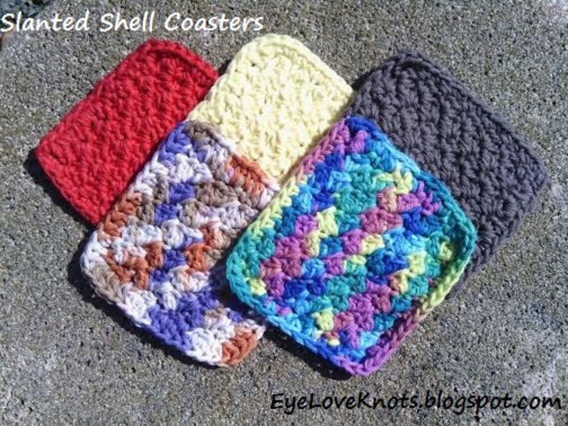 CROCHET PATTERN Slanted Shell Coasters Easy Crochet - Etsy