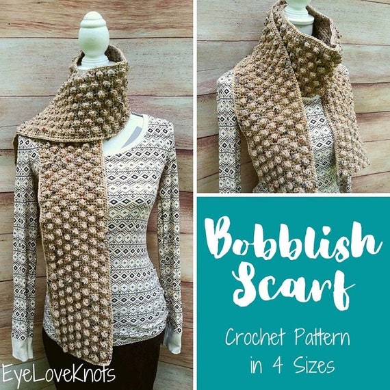 Bobble Scarf Crochet Pattern Fall Crochet Pattern Bobblish | Etsy