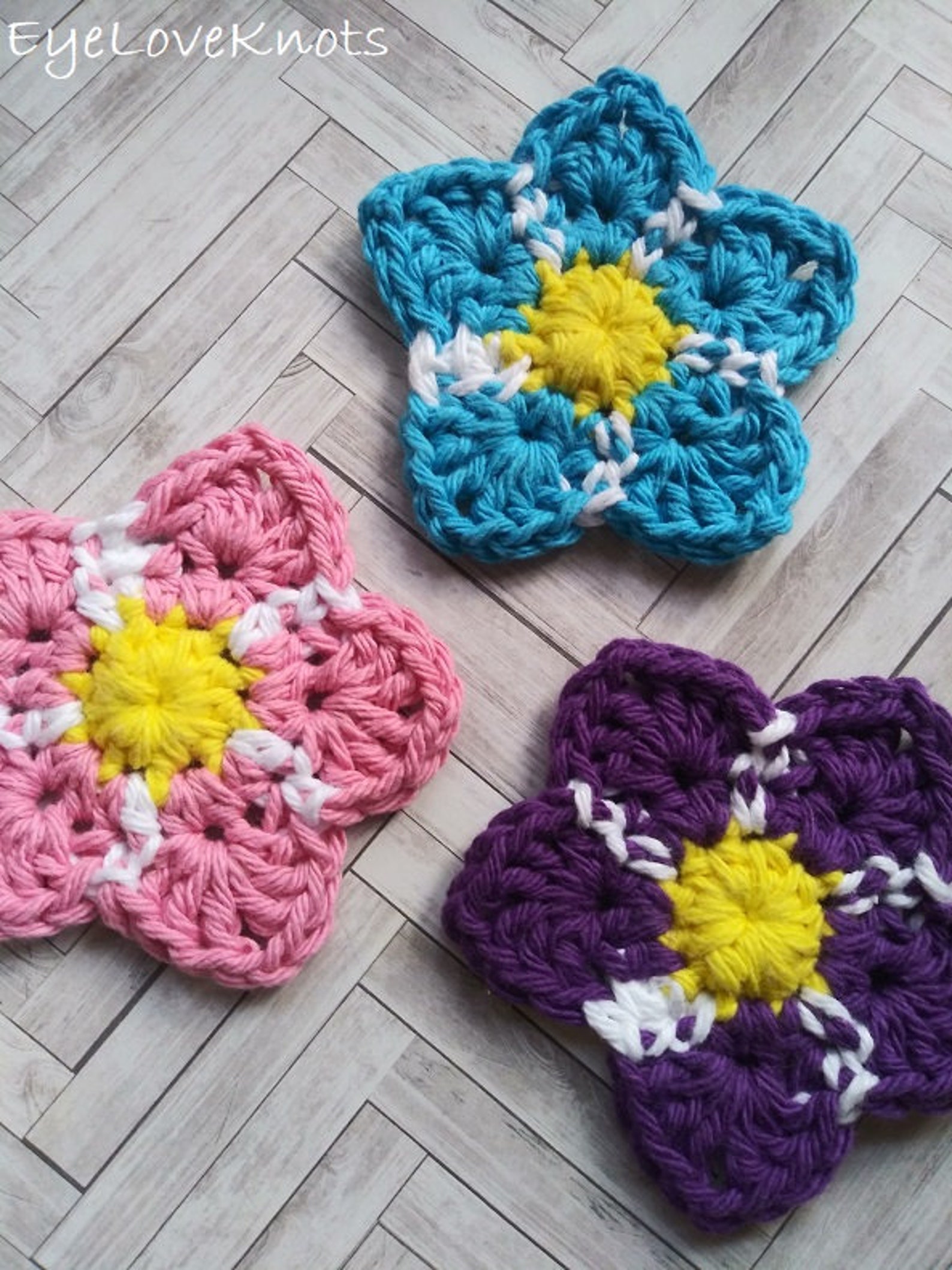 Flower Crochet Pattern Forget Me Not Applique Spring Crochet | Etsy