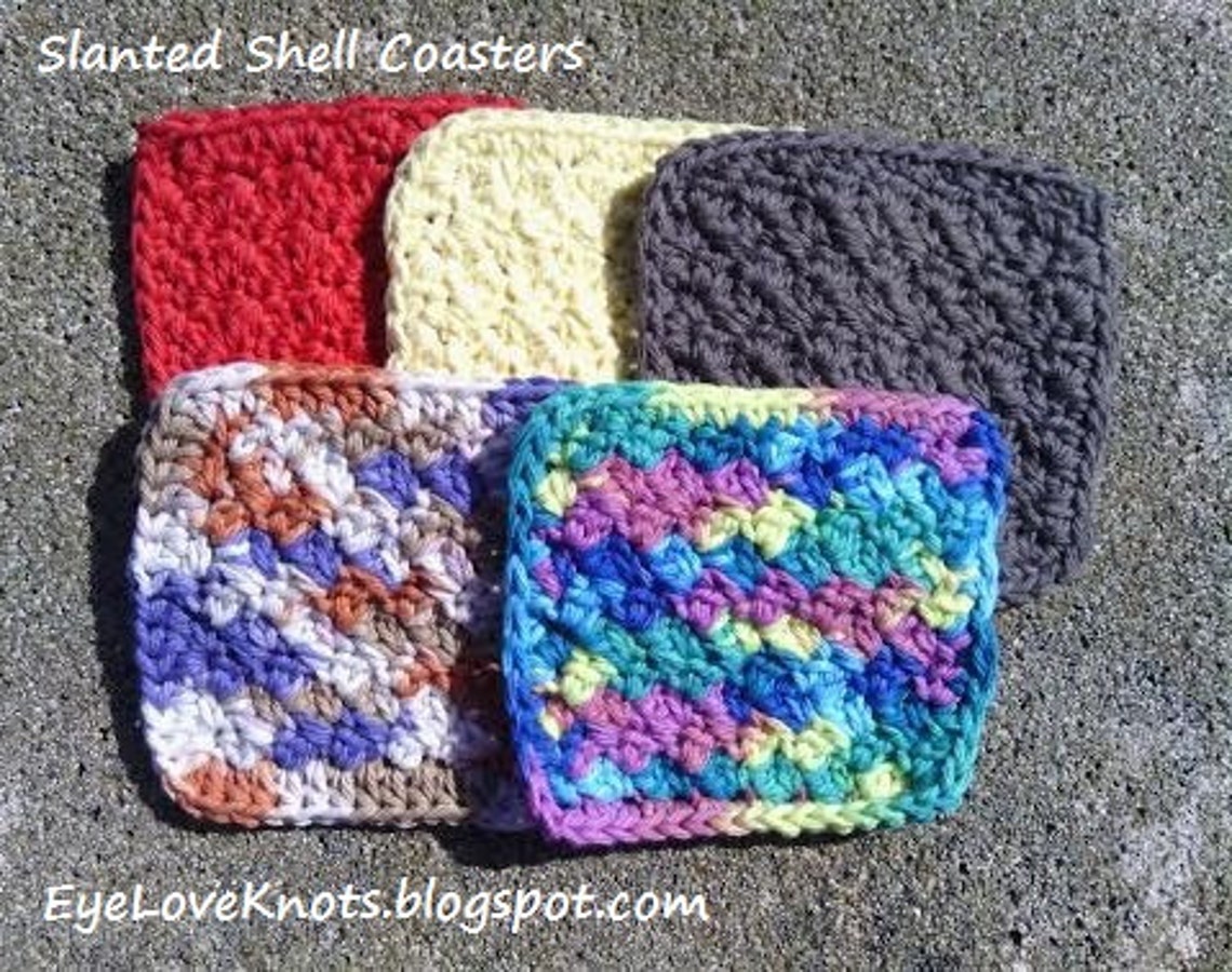 CROCHET PATTERN Slanted Shell Coasters Easy Crochet - Etsy