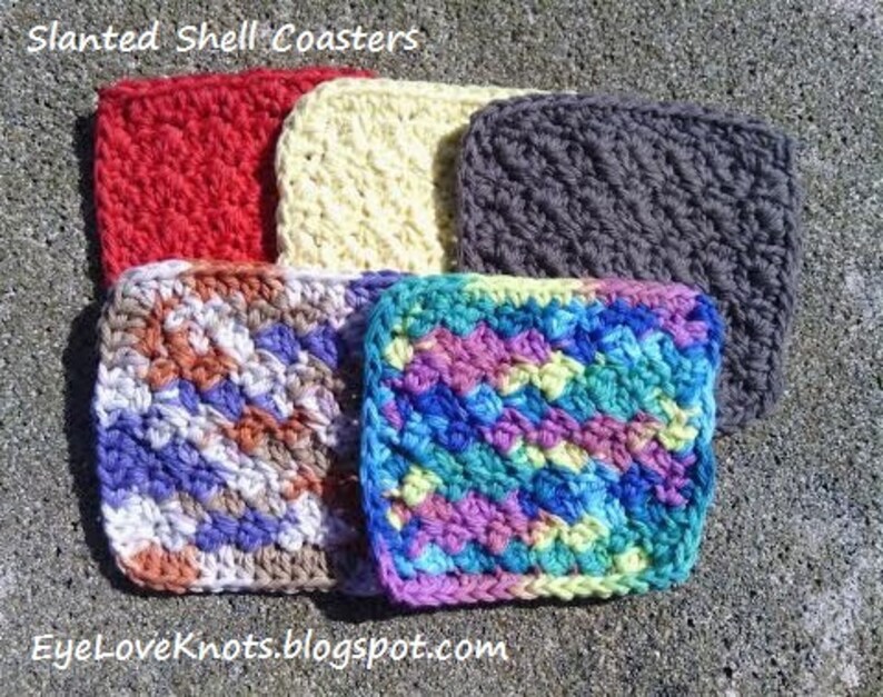 CROCHET PATTERN Slanted Shell Coasters Easy Crochet - Etsy