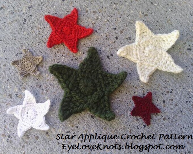 CROCHET PATTERN Star Applique in 6 Sizes Easy Crochet Pattern, Crochet ...