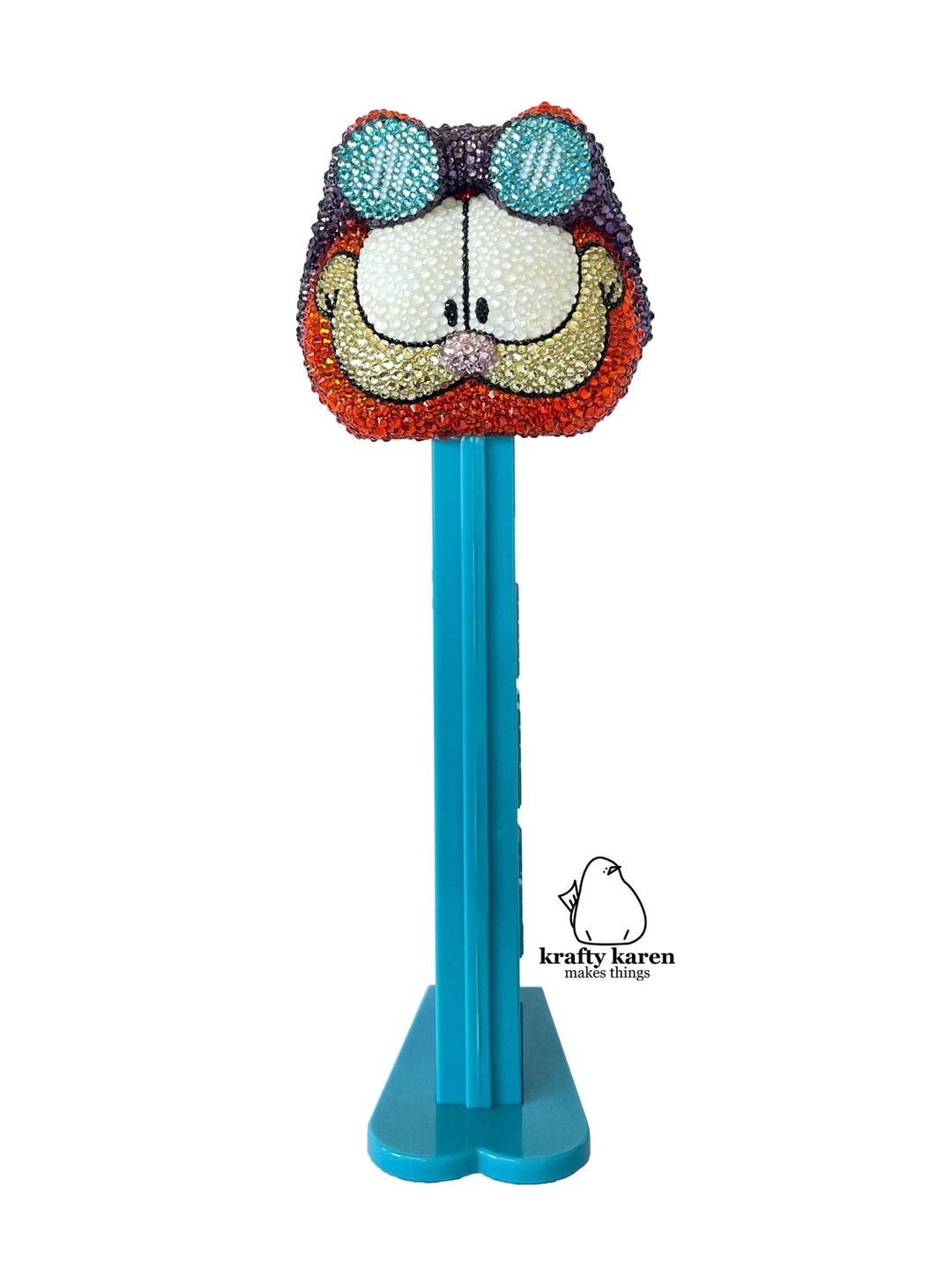 GIANT Rhinestone Bling Sparkle Talking Pez - Garfield Aviator With Blue ...