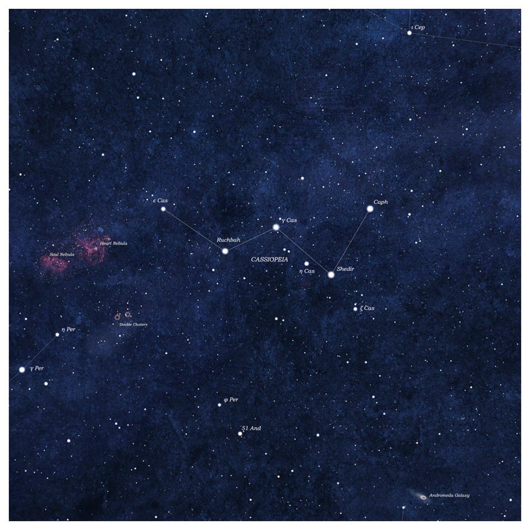 Cassiopeia Star Map Constellations 8x8 Art Print - Etsy