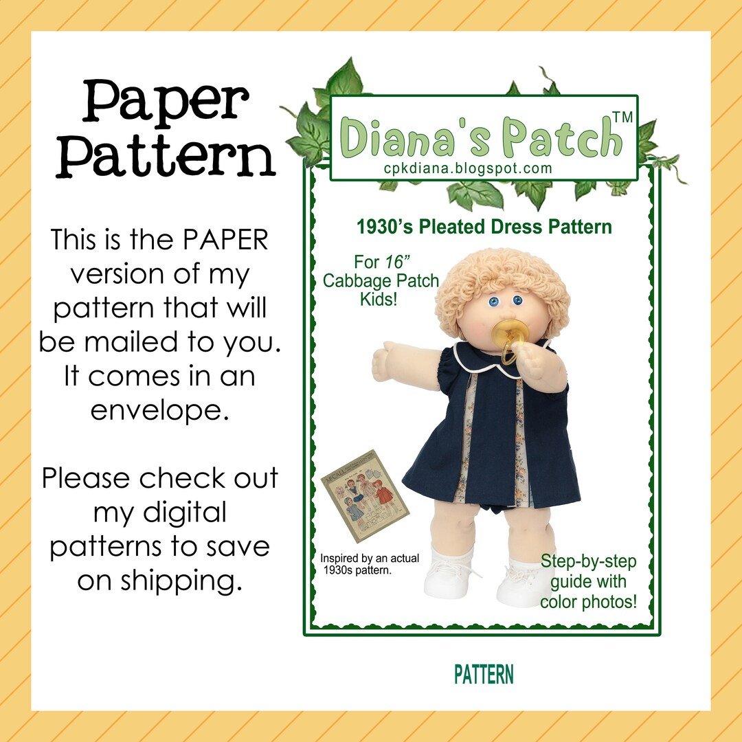 18. 1930s Pleated Dress PAPER PATTERN (modern or Vintage) for 16 ...