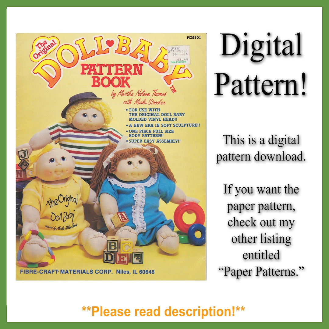 PDF Digital Download Doll Baby Pattern Book Fibre Crafts FCM 101 Martha Nelson Thomas - Etsy