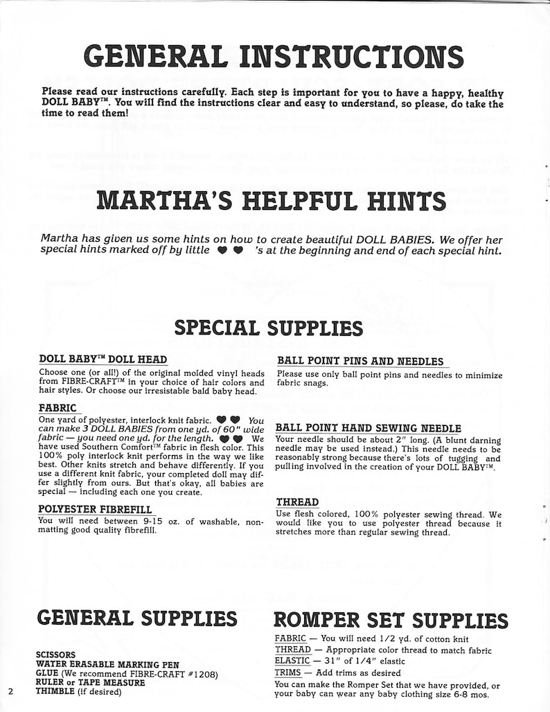 PDF Digital Download Doll Baby Pattern Book Fibre Crafts FCM 101 Martha ...