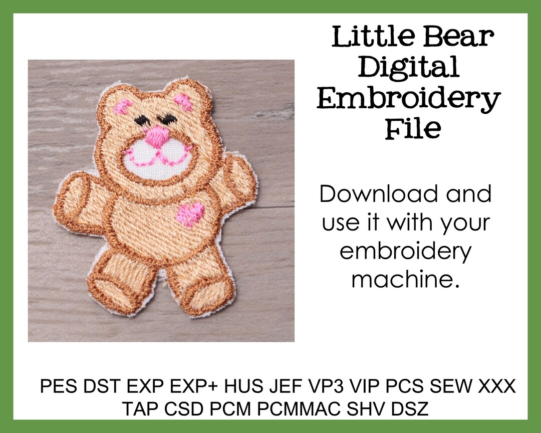 NEW Little Bear Applique Digitized EMBROIDERY DESIGN ~ Perfect for ...