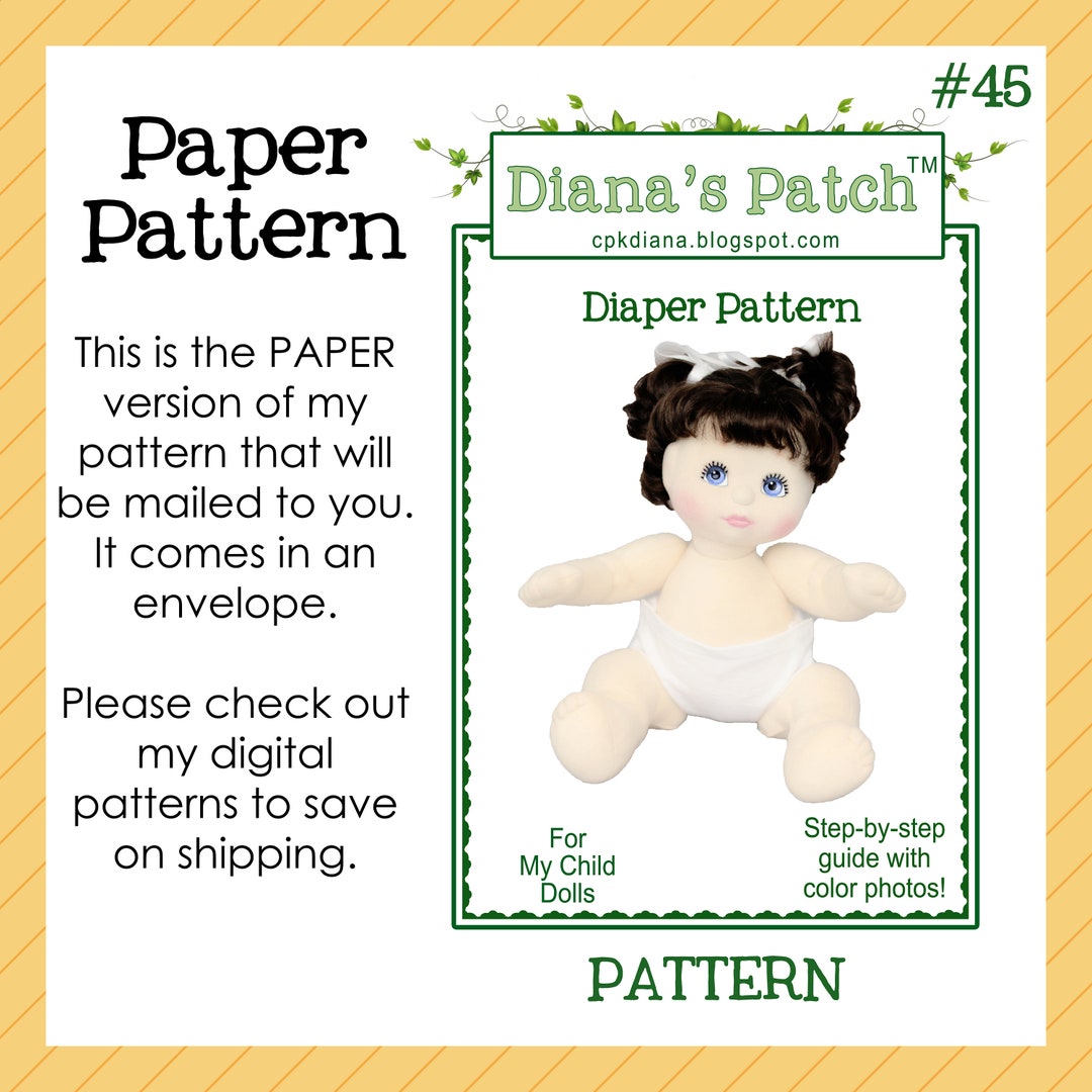 45. Diaper PAPER PATTERN for My Child Dolls and Similar - Super Quick ...