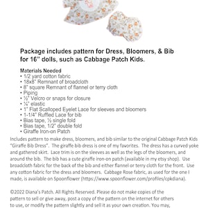 38. Bib Dress Digital PDF PATTERN for Dolls Such as Cabbage Patch Kids ...
