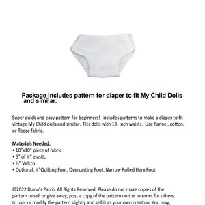 45. Diaper PAPER PATTERN for My Child Dolls and Similar - Super Quick ...