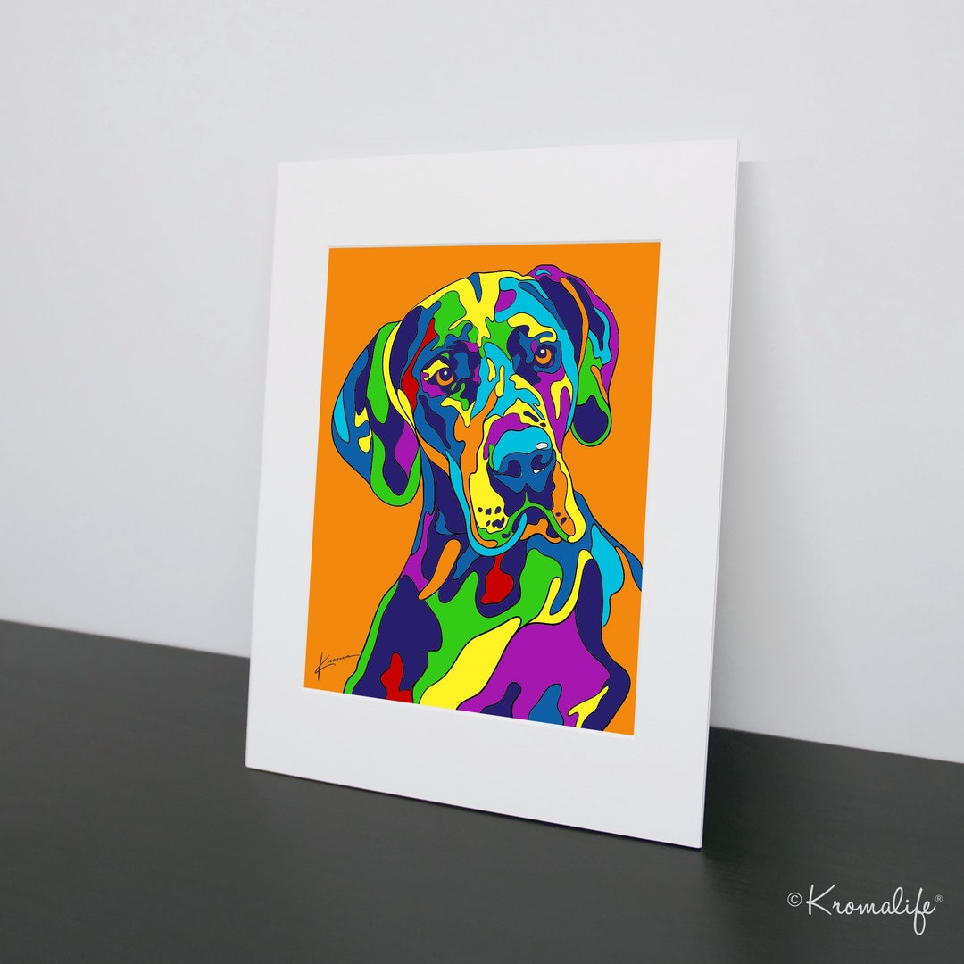 Great Dane Matted Art Print USA Made Giclée Print Great Dane Dog Wall ...