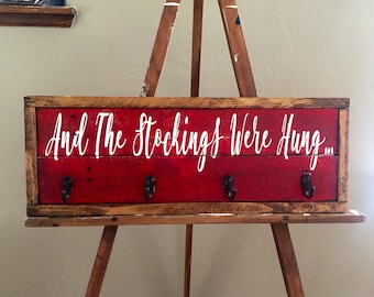 Stocking Hanger - Christmas Stocking Sign - Wood Stocking Hanger - Wall ...