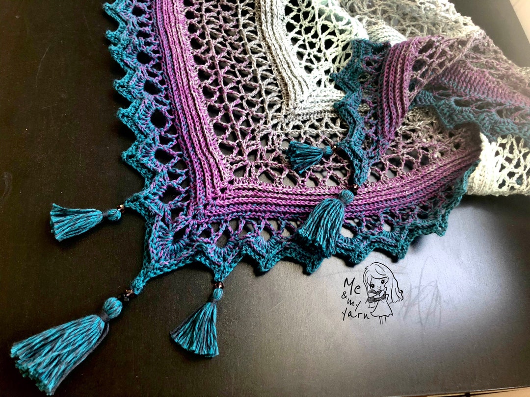 Crochet Pattern - Whirly Wings Shawl - Triangle Crochet Shawl - PDF ...