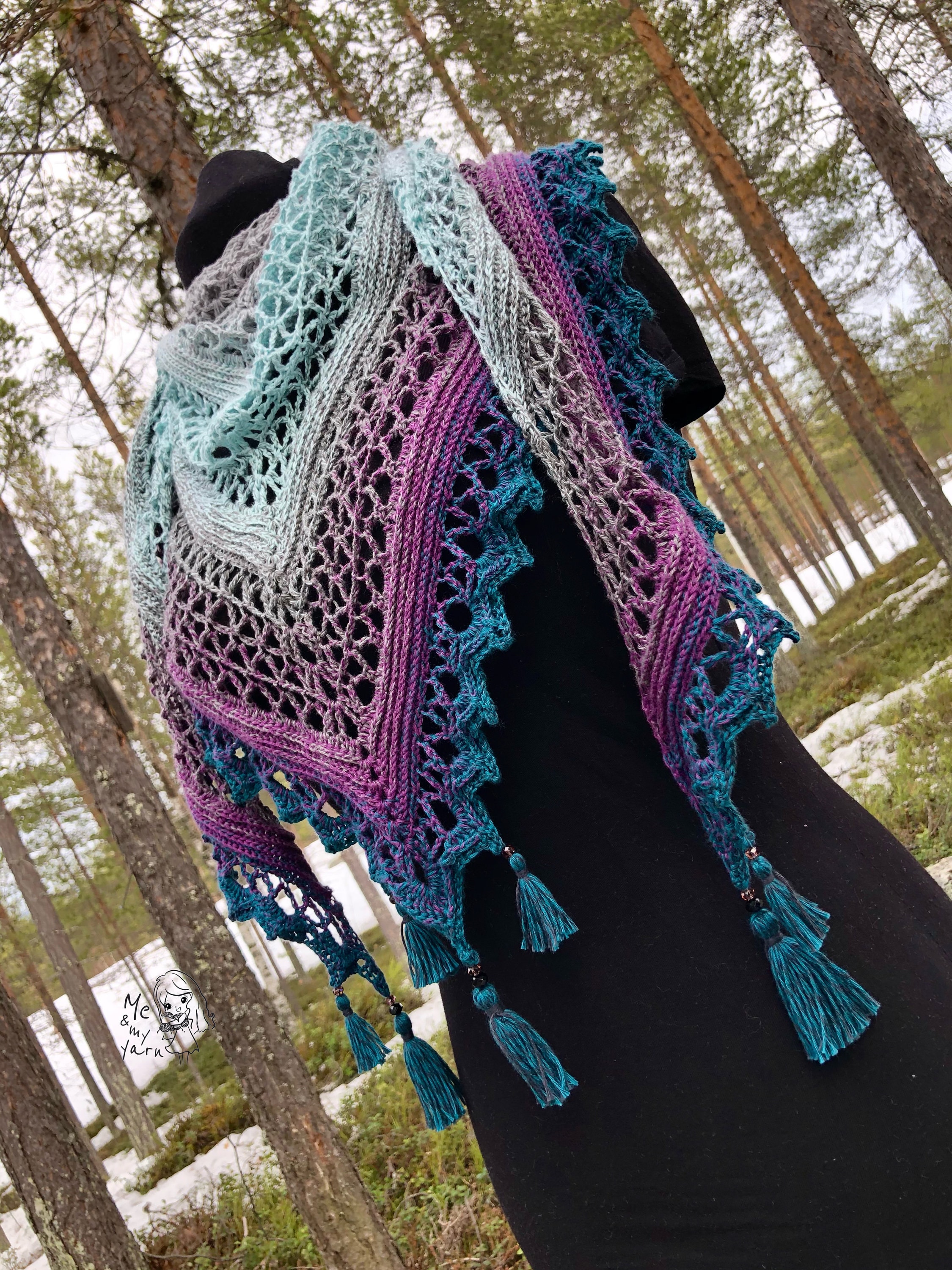 Crochet Pattern - Whirly Wings Shawl - Triangle Crochet Shawl - PDF ...