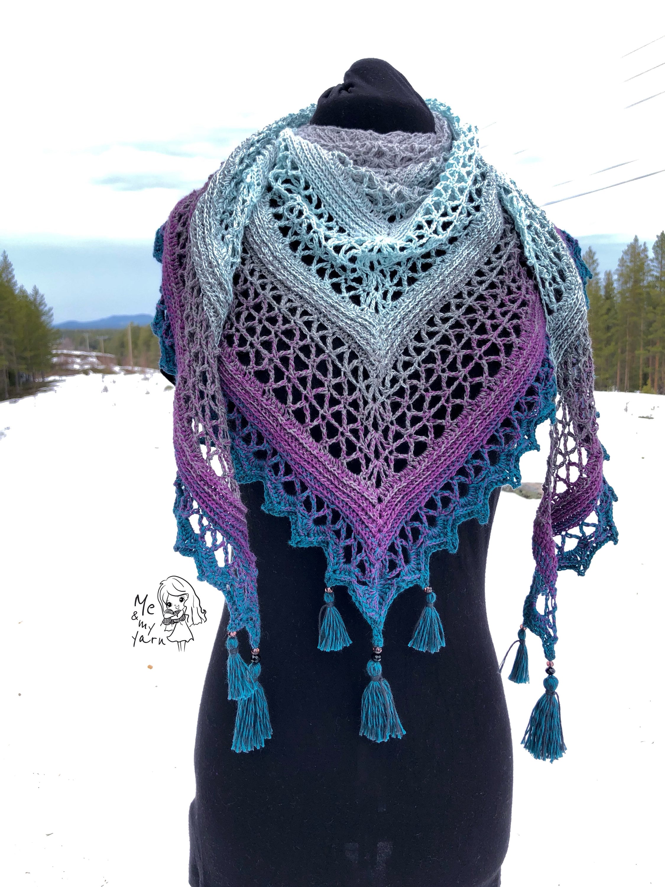 Crochet Pattern - Whirly Wings Shawl - Triangle Crochet Shawl - PDF ...