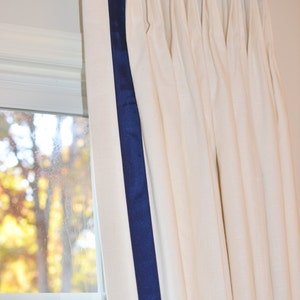 Pleated Linen Drapery Panels With Gross Grain Banding - Etsy