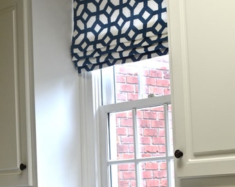 Faux fake Flat Roman Shade Valance, With Greek Key Banding Grosgrain ...