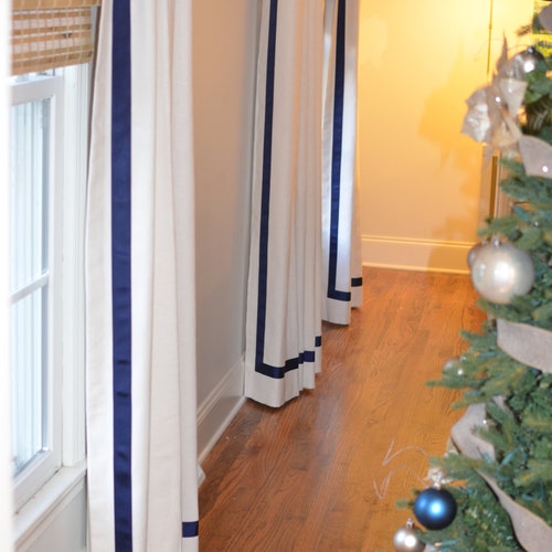 Pleated Linen Drapery Panels With Fringe Market Trim Made to - Etsy