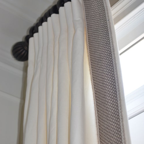 Pleated Linen Drapery Panels With Gross Grain Banding - Etsy