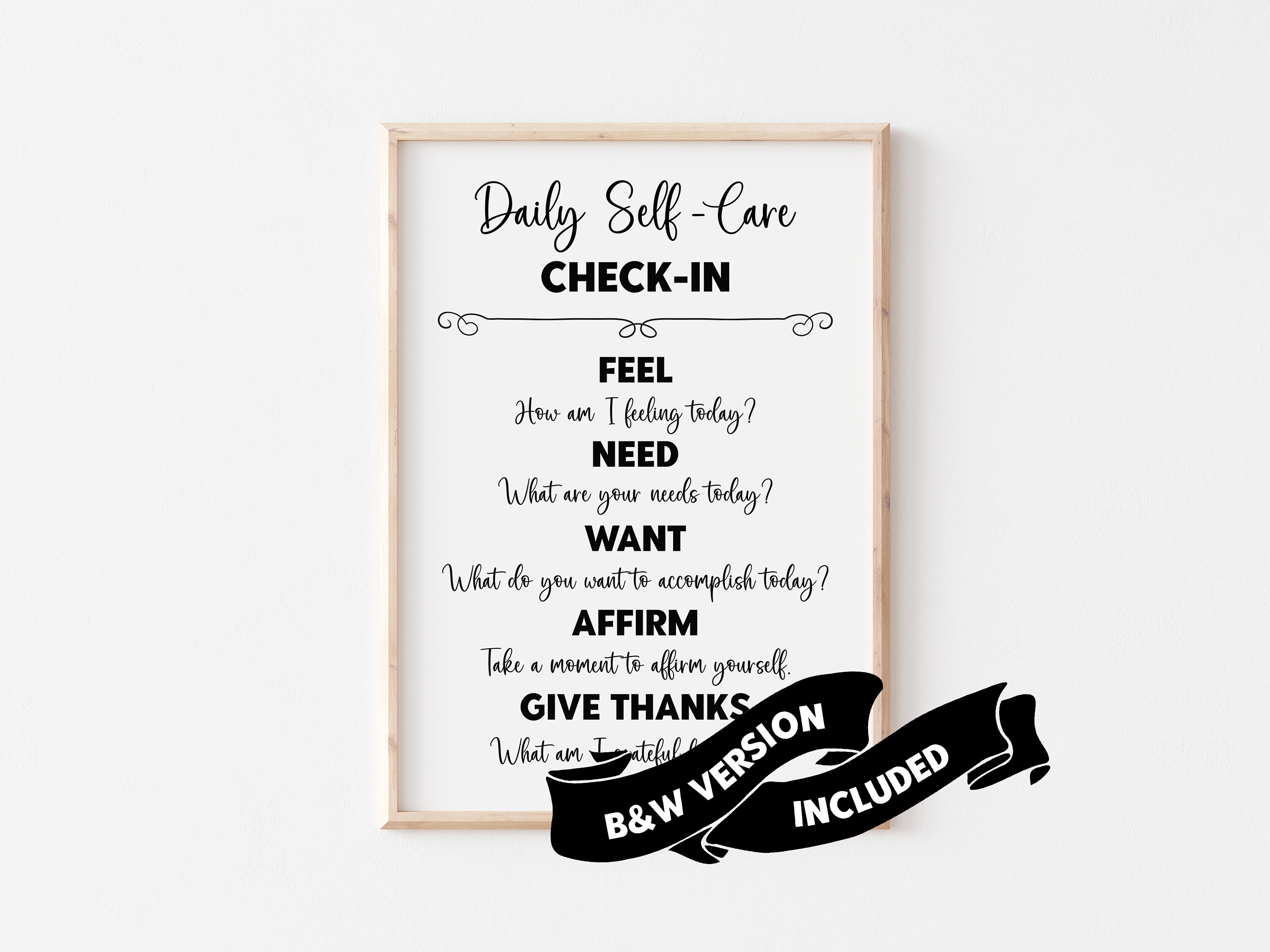 Daily Self-care Check-in Poster Checklist Challenging Negative - Etsy