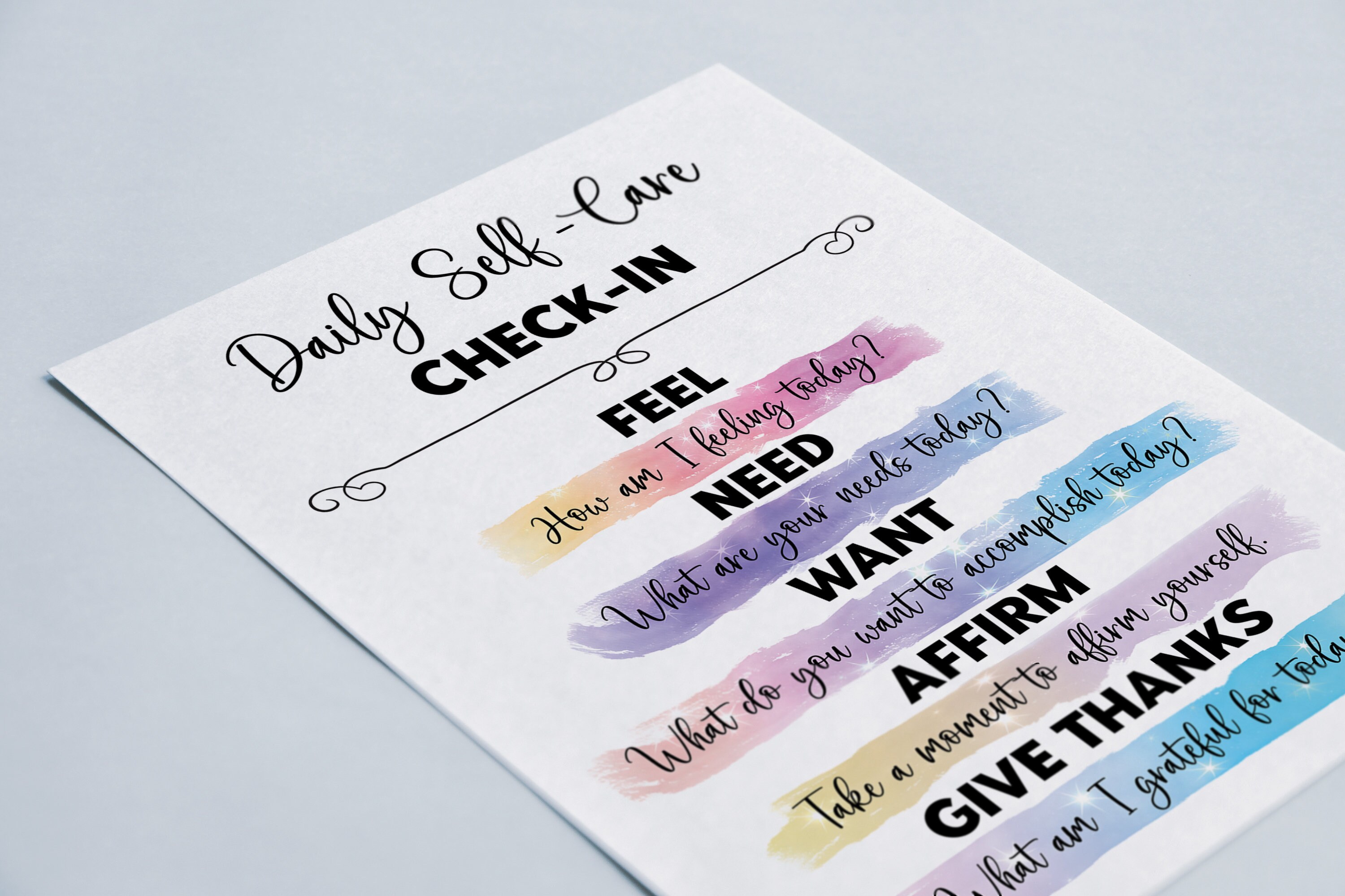 Daily Self-care Check-in Poster Checklist Challenging Negative - Etsy