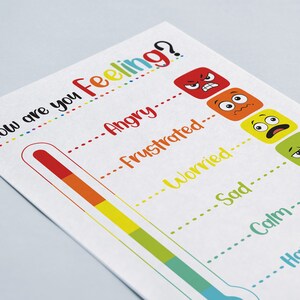 Feelings Thermometer Therapist Office Decor Feeling Chart Self ...