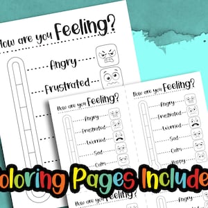Feelings Thermometer Therapist Office Decor Feeling Chart Self ...