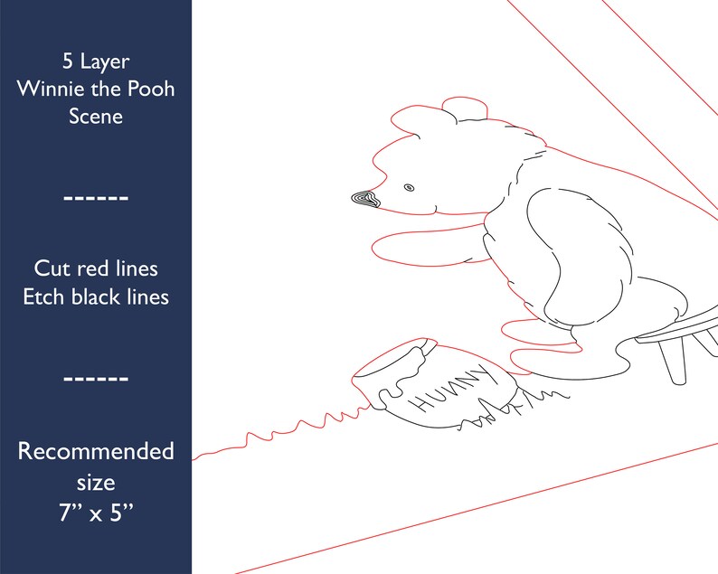 Winnie the Pooh Picnic Scene for Laser Cutter, DIY Baby Shower Gift ...