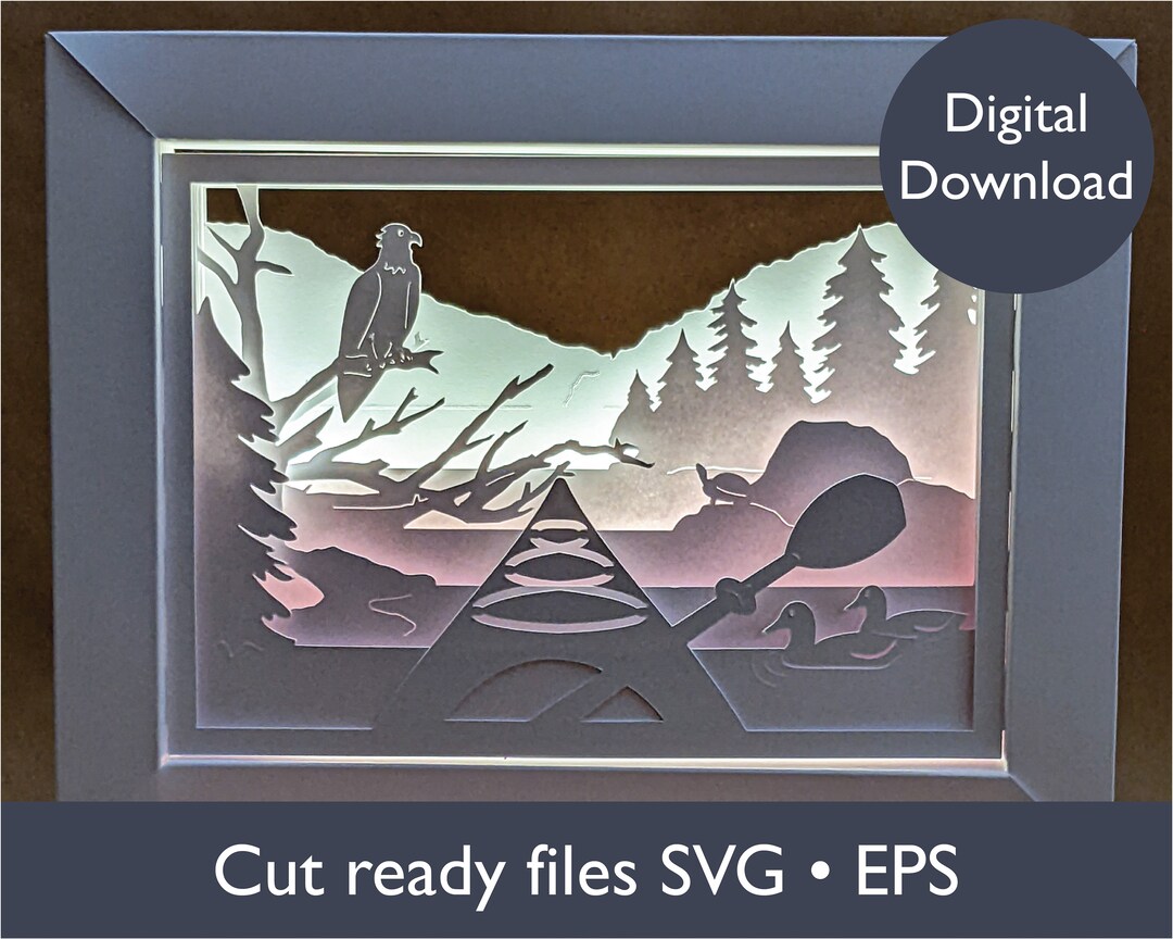 Kayaking Layered Scene Template, SVG, EPS, for DIY Use With Cricut ...