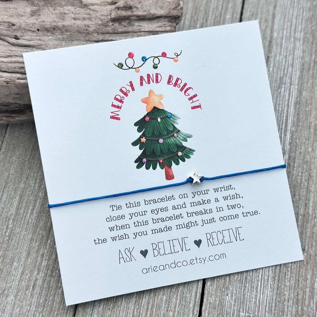 Merry and Bright Wish Bracelet, Christmas Wish Bracelet, Christmas Card ...