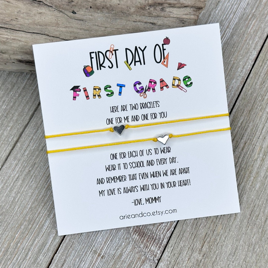 First Day of First Grade Bracelets, Mommy and Me Matching Bracelets Set ...