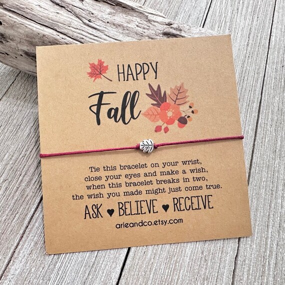 Happy Fall Wish Bracelet Fall Friendship Bracelet Best Friend Bracelet Friend Gift Fall Bracelet Autumn Bracelet Etsy