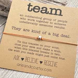 Team Wish Bracelet, Employee Appreciation, Thank You Card, Co Worker ...