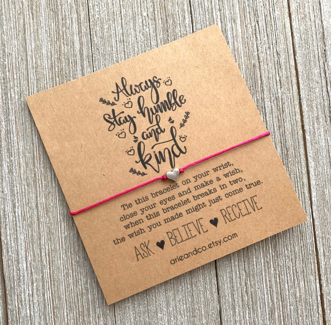 Kindness Wish Bracelet: Motivational Heart Charm, Friendship Gift - Etsy
