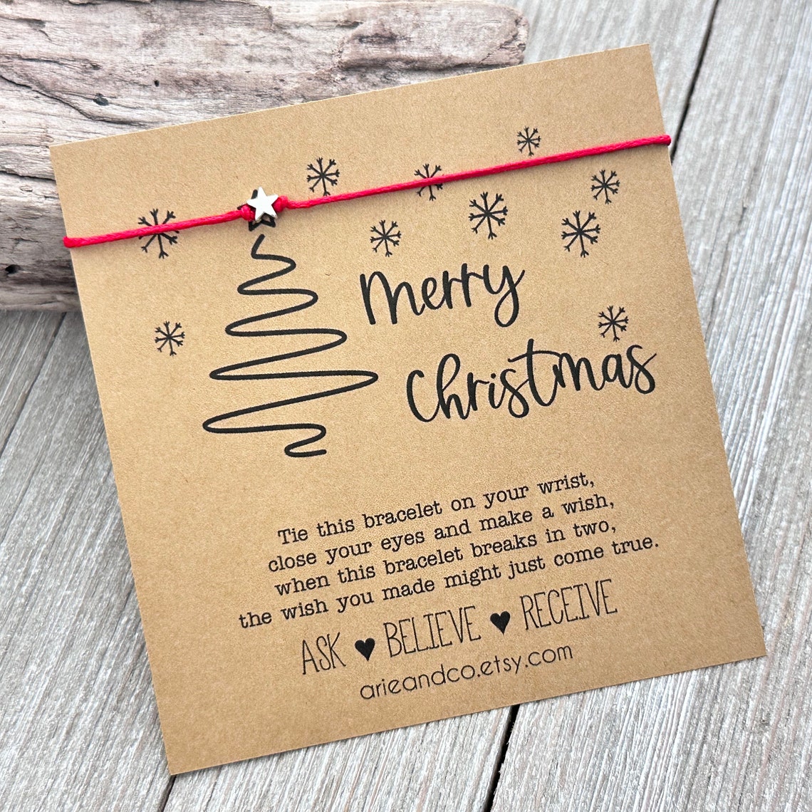Merry Christmas Wish Bracelet: Friendship Gift Card - Etsy