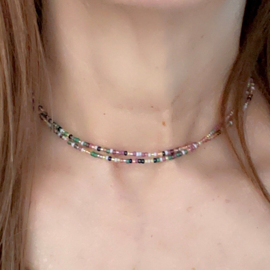 R E E F Dainty Stretchy Choker Multi Color Beaded Choker - Etsy