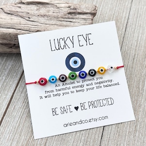 Multicolored Evil Eye Protection Bracelet, Multi Color Evil Eye Red ...