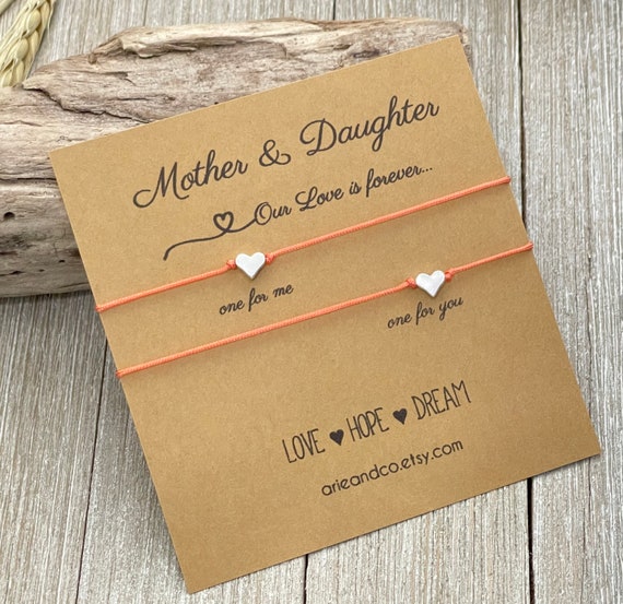 Mother and Daughter Bracelets Mom and Daughter Gift Card - Etsy