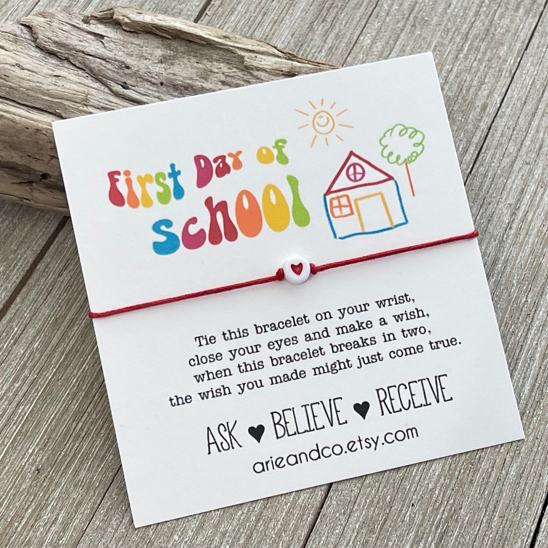 First Day of School Wish Bracelet, Back to School Bracelet, First Day ...