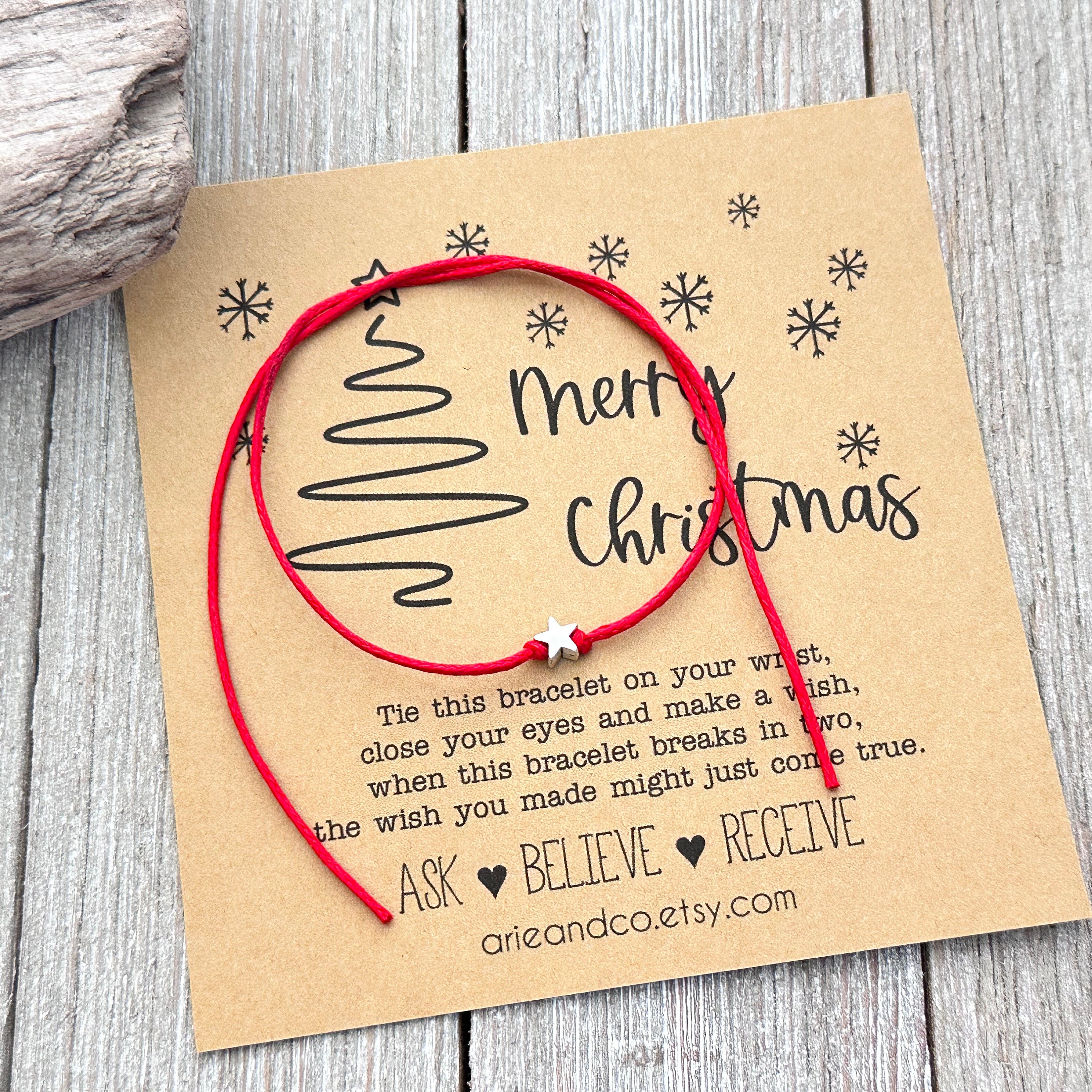 Merry Christmas Wish Bracelet: Friendship Gift Card - Etsy