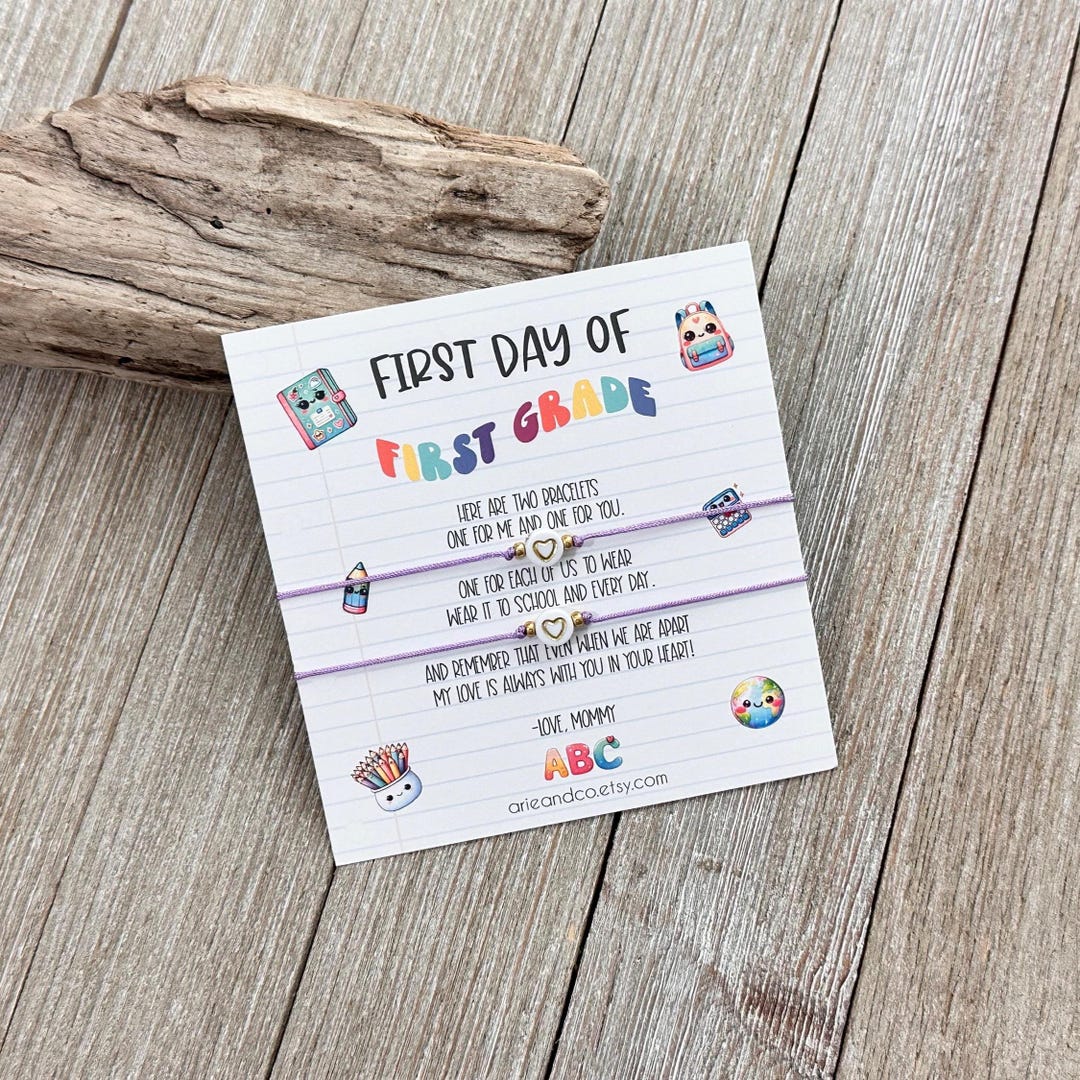 First Day of First Grade Bracelet Set, Mom and Daughter or Son, Back to ...