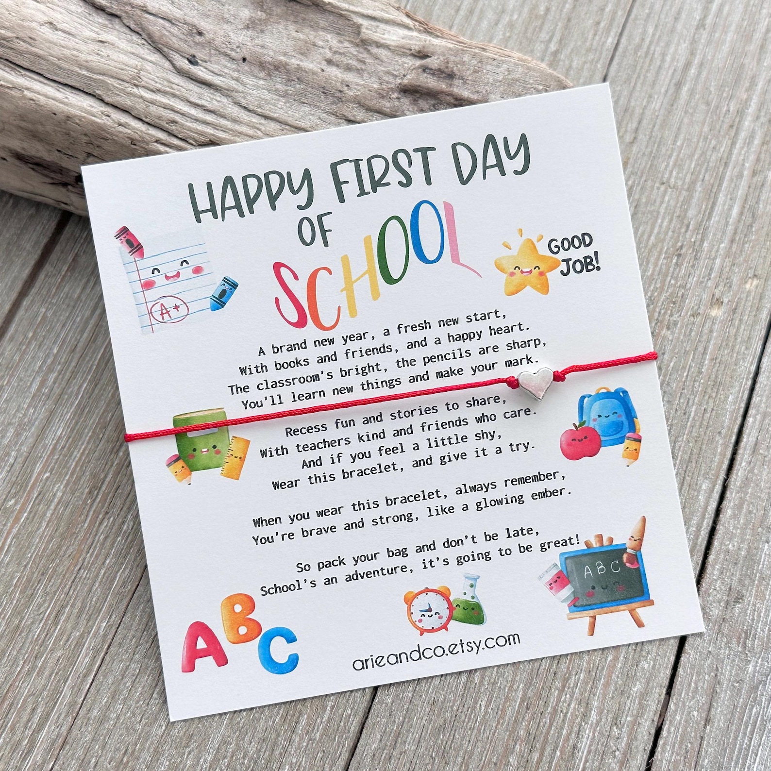 First Day of School Bracelet: Customizable Charm, Nylon Cord - Etsy