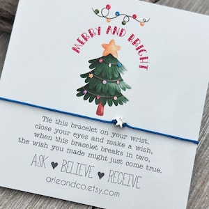 Merry and Bright Wish Bracelet, Christmas Wish Bracelet, Christmas Card ...