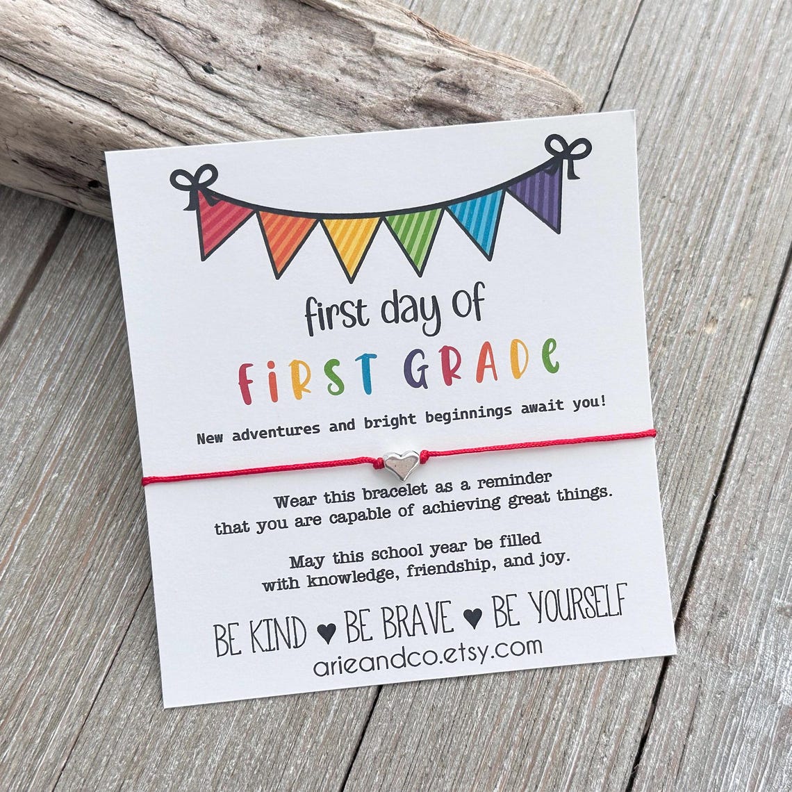First Day of School Bracelet: Customizable Charm, Nylon Cord - Etsy