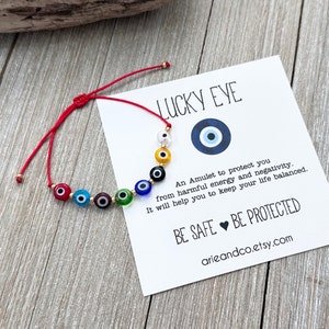 Multicolored Evil Eye Protection Bracelet, Multi Color Evil Eye Red ...