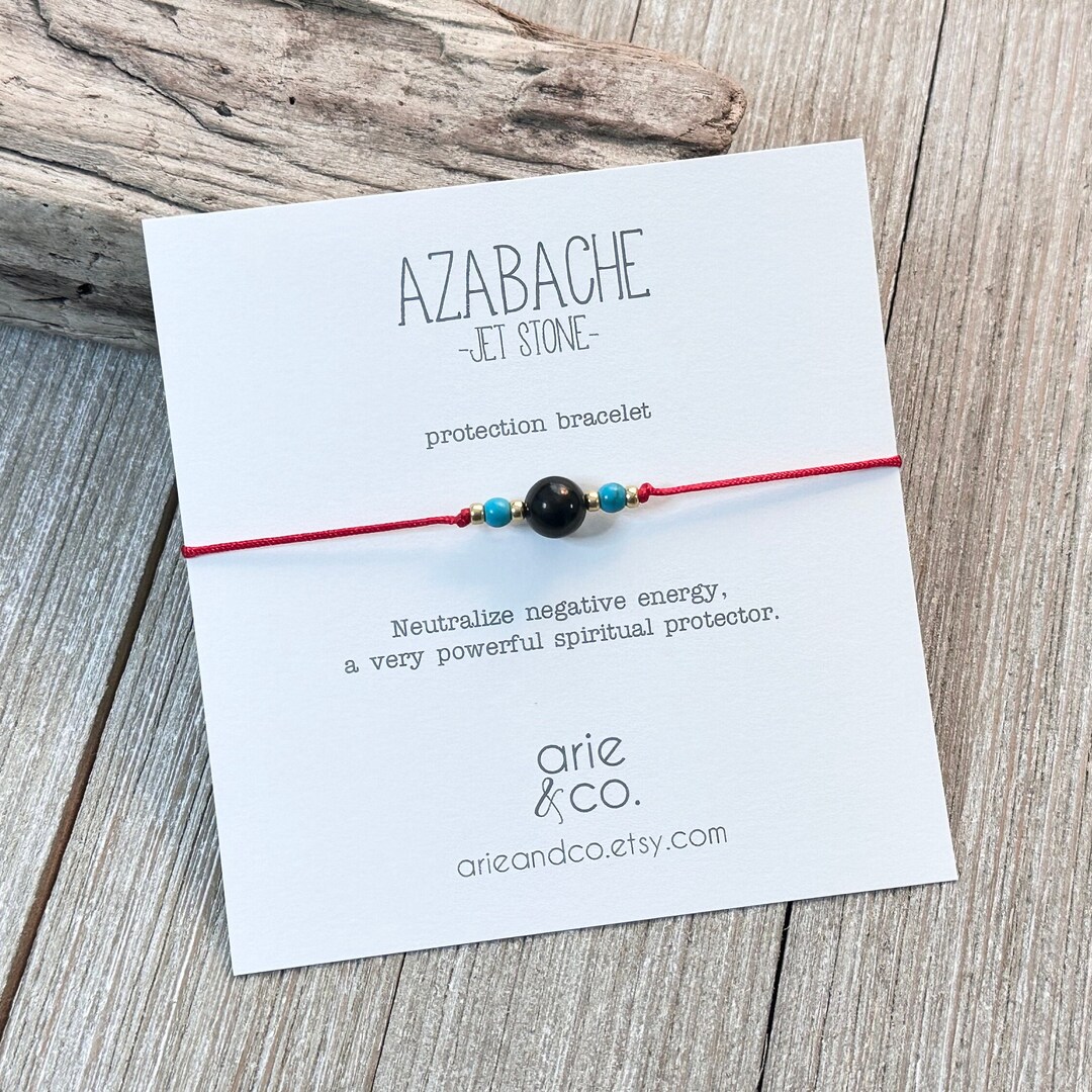 Genuine Azabache Jet Stone Adjustable Bracelet, Evil Eye Protection ...